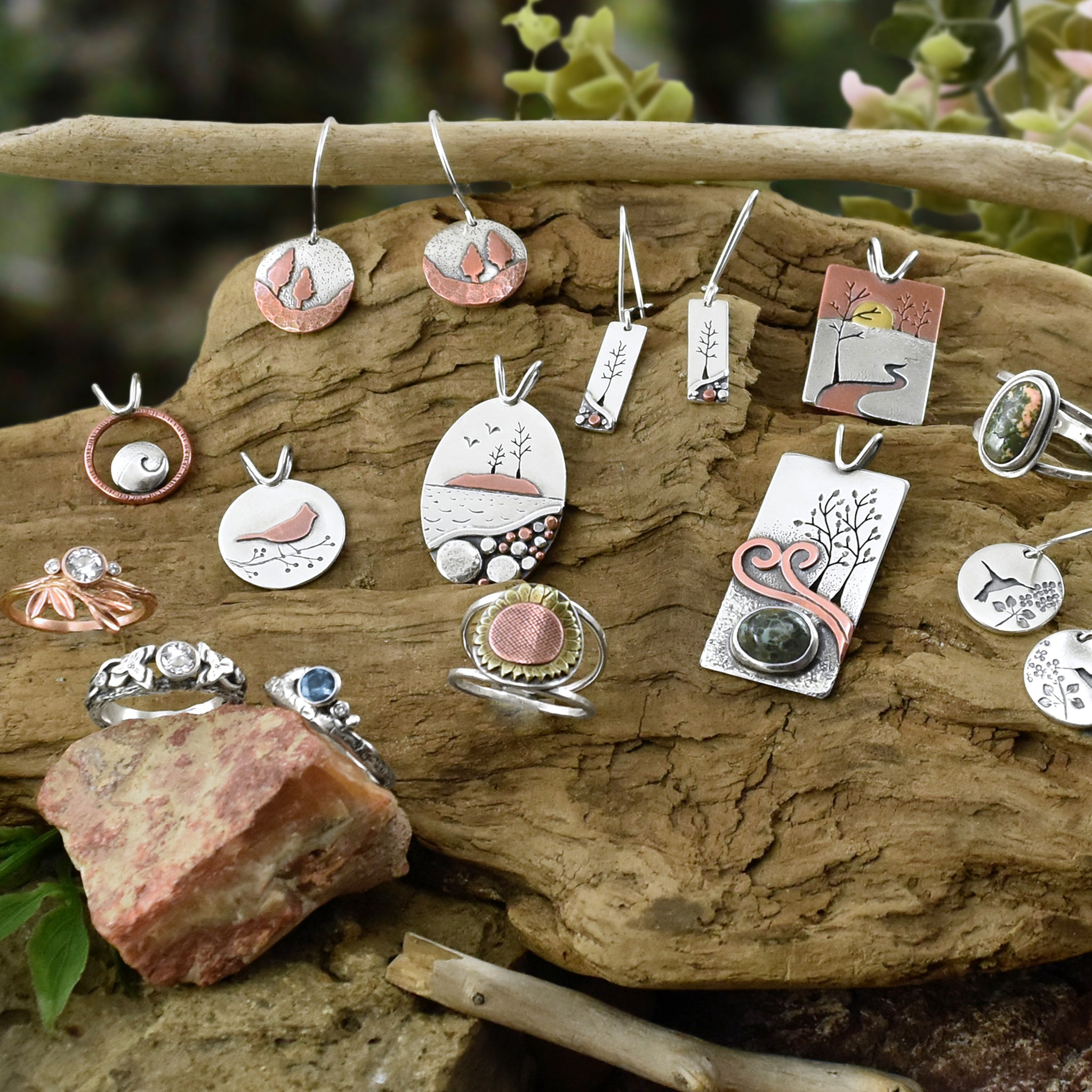 Handcrafted Sterling Silver and Copper Nature Jewelry made in Michigan
