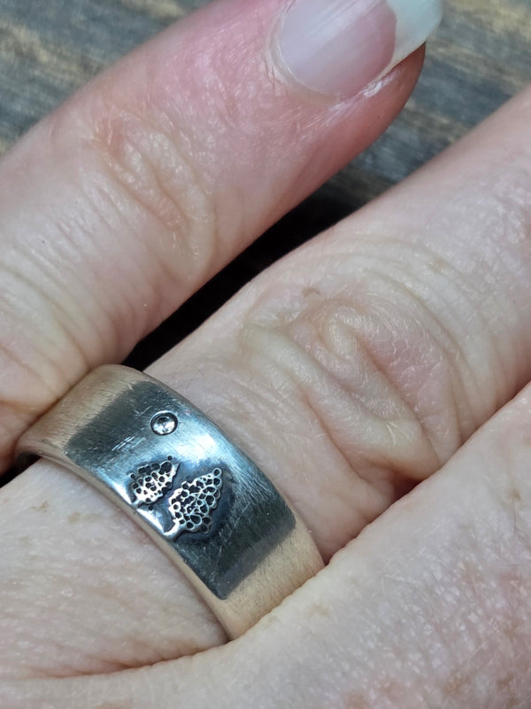 Silver Diamond Moon Pines Ring Size 8.75 - Beth Millner Jewelry